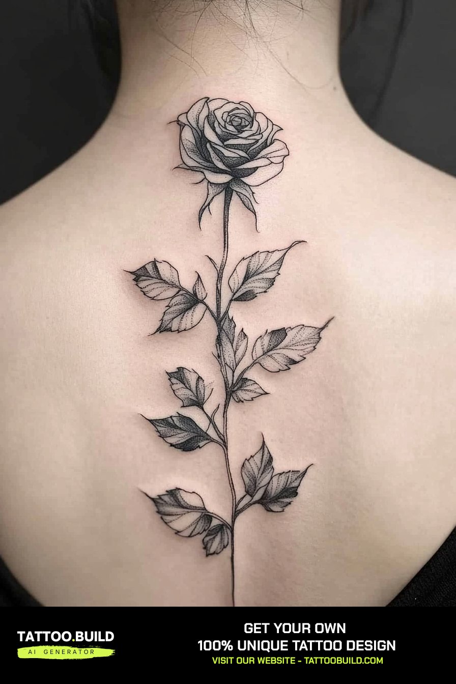 Black Rose Spine Tattoo - Tattoo Build