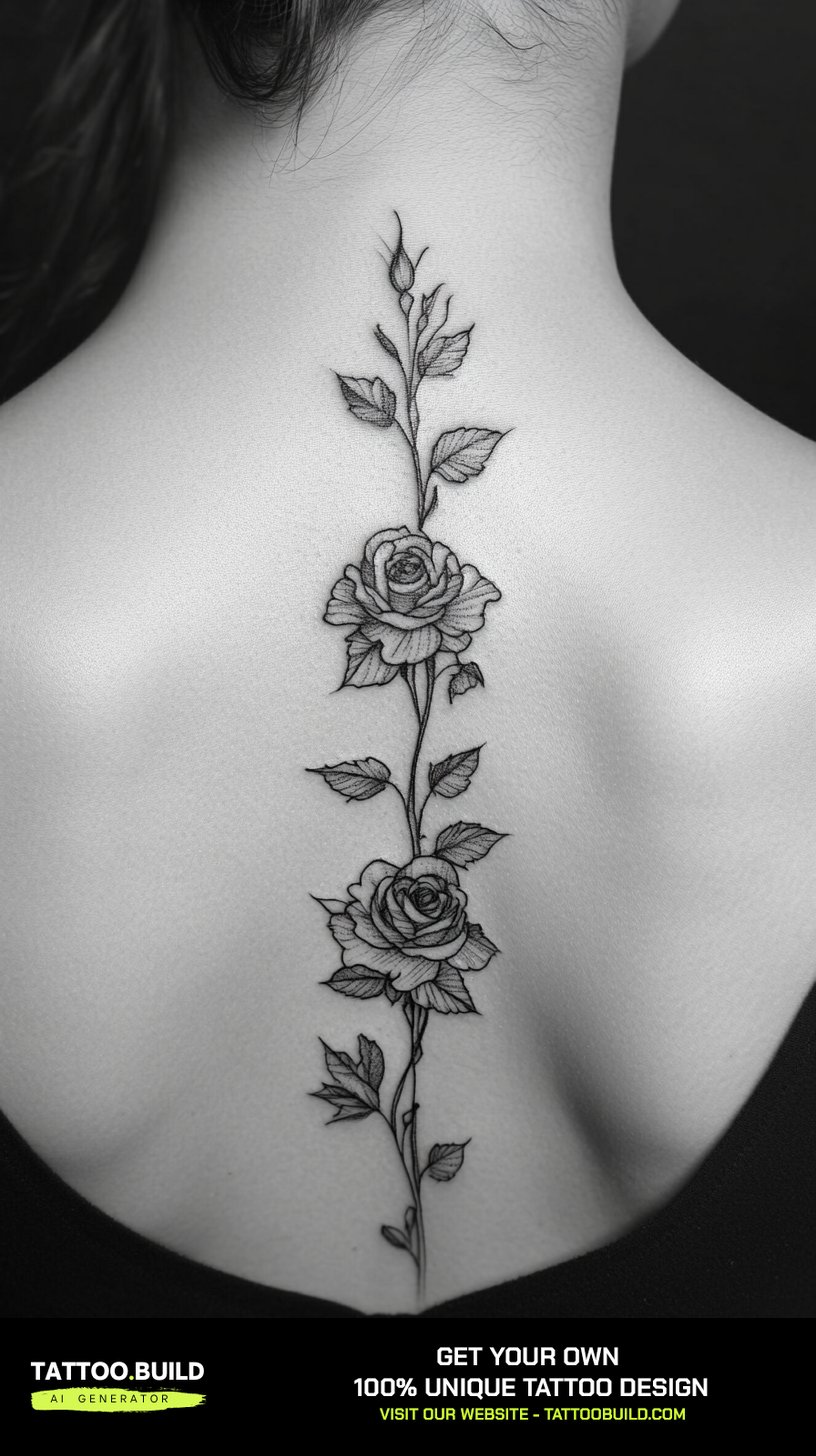 Black Rose Spine Tattoo - Tattoo Build