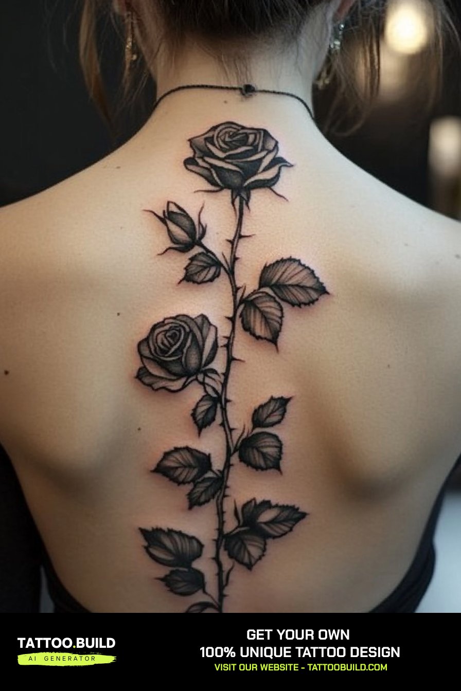 Black Rose Spine Tattoo - Tattoo Build