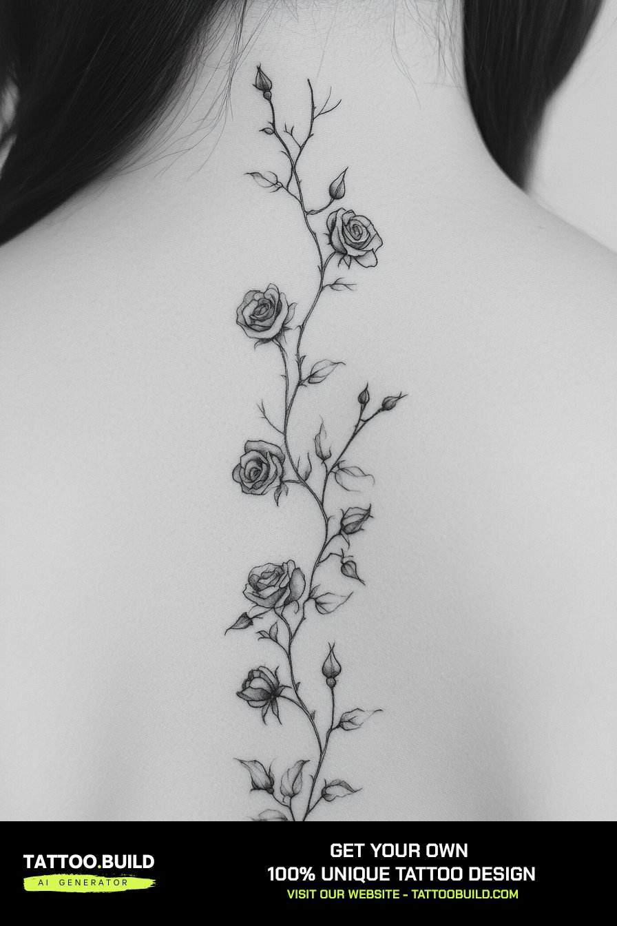 Black Rose Spine Tattoo - Tattoo Build