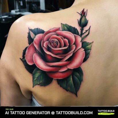 Rose Tattoo on Back Shoulder Ideas - Tattoo Build