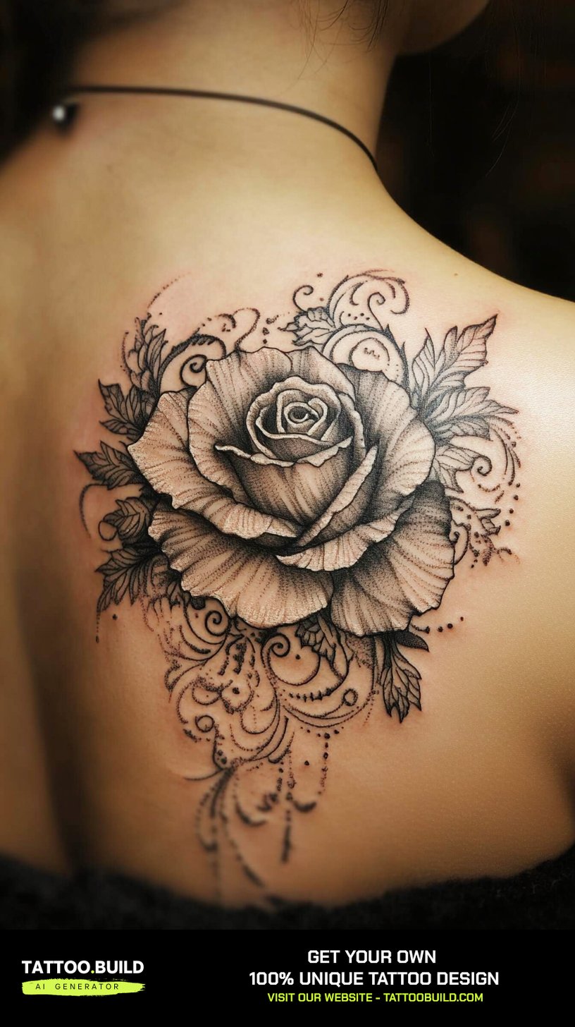 Rose Tattoo on Back Shoulder Ideas - Tattoo Build
