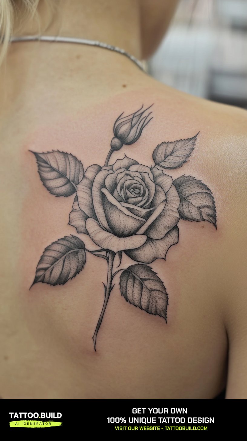 Rose Tattoo on Back Shoulder Ideas - Tattoo Build