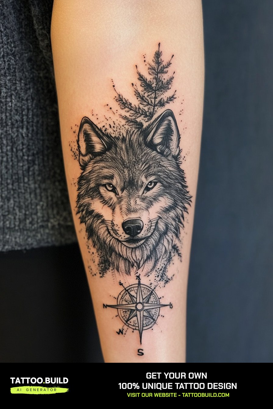 Wolf and Compass Tattoo Designs & Inspiration - Tattoo Build