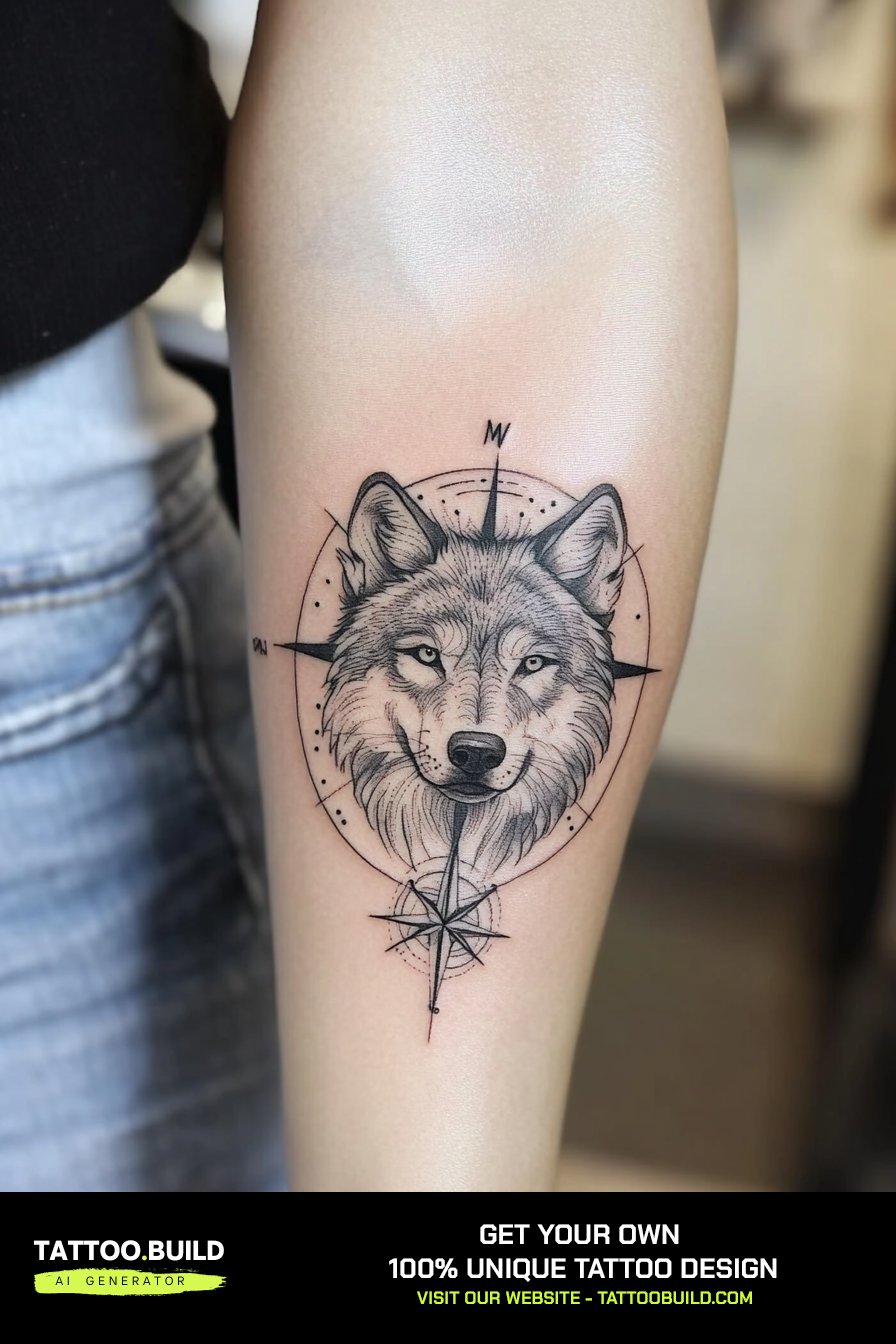 Wolf and Compass Tattoo Designs & Inspiration - Tattoo Build