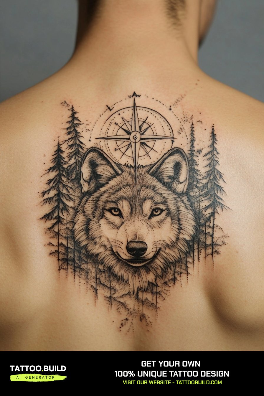 Wolf and Compass Tattoo Designs & Inspiration - Tattoo Build
