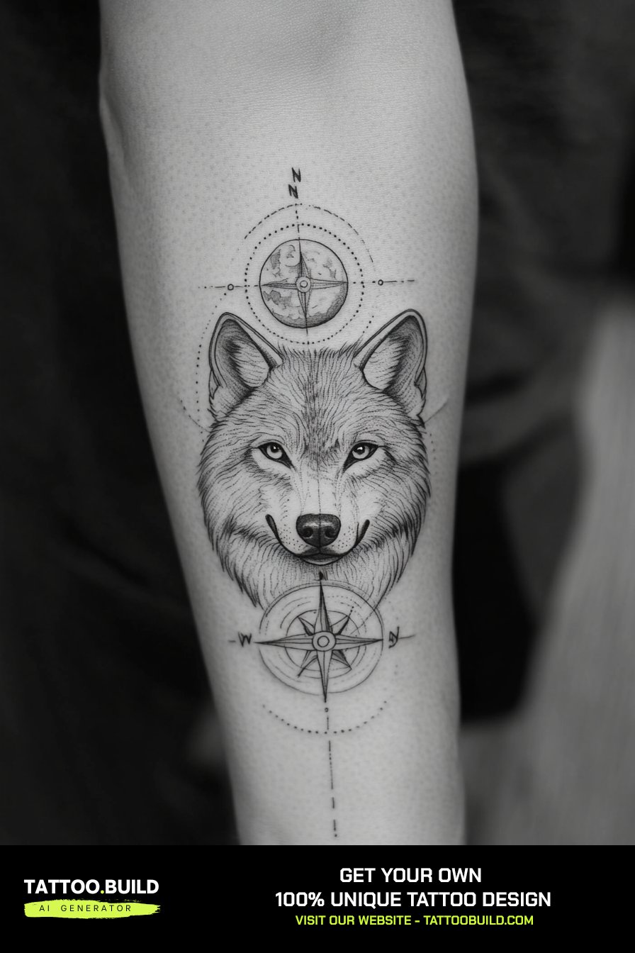 Wolf and Compass Tattoo Designs & Inspiration - Tattoo Build