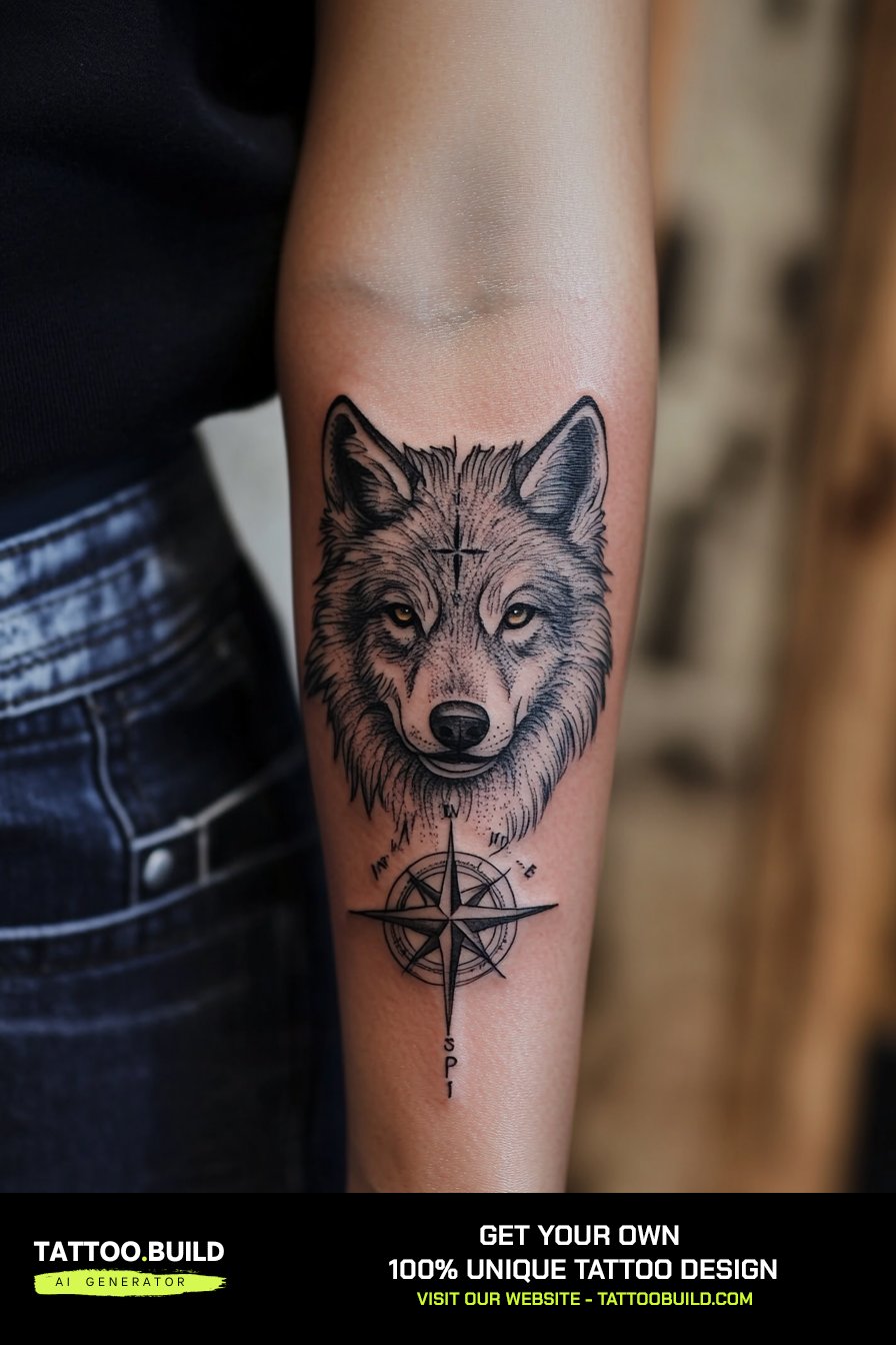 Wolf and Compass Tattoo Designs & Inspiration - Tattoo Build