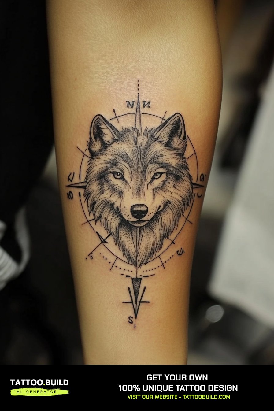 Wolf and Compass Tattoo Designs & Inspiration - Tattoo Build