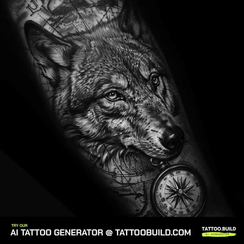 Wolf and Compass Tattoo Designs & Inspiration - Tattoo Build