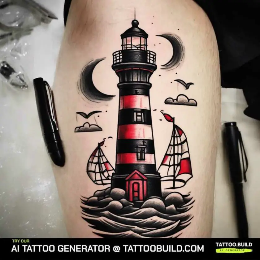 Traditional Lighthouse Tattoo Drawing - Tattoo Build