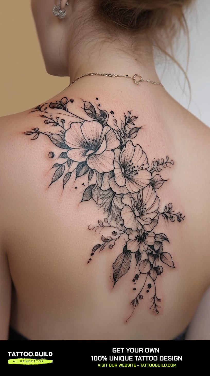 40+ Flower Tattoo on the Back Shoulder - Tattoo Build