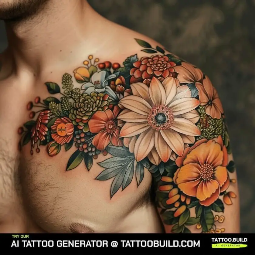 Flower Chest Tattoo for Male: 12 Lovely Ideas - Tattoo Build