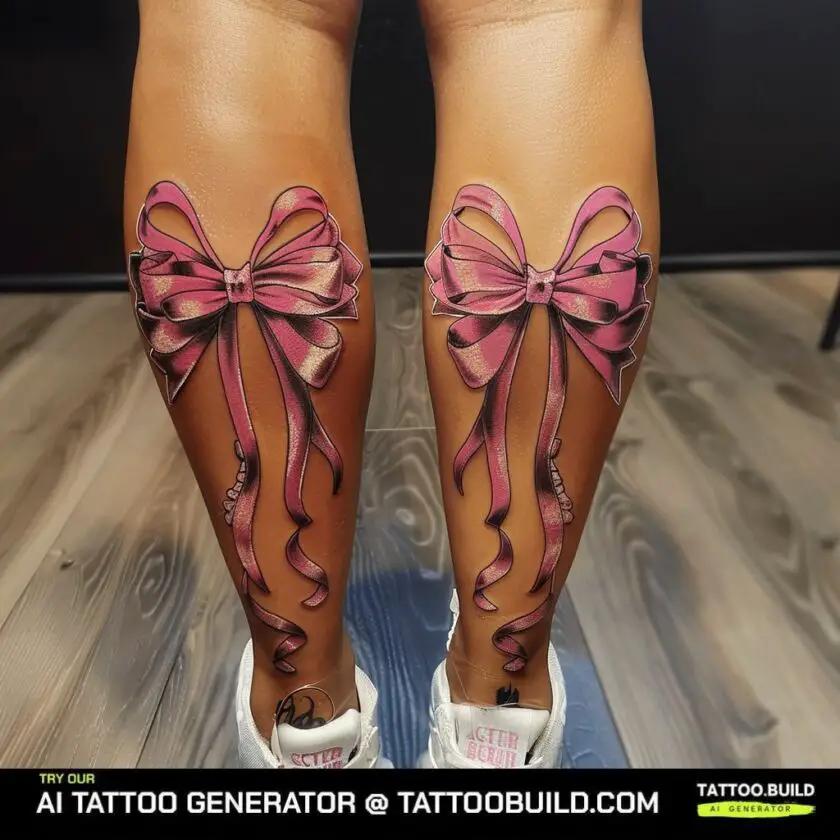Pink Bow Tattoos On The Back of The Legs: 10 Cute Ideas - Tattoo Build