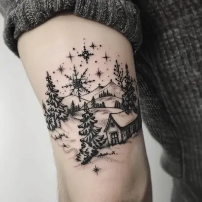Black and White Christmas Tattoo: 30 Ideas for the Season - Tattoo Build
