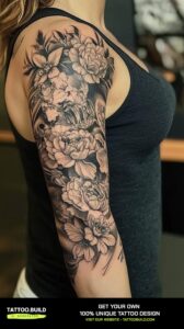 Beautiful Women’s Floral Upper Arm Tattoo Ideas - Tattoo Build