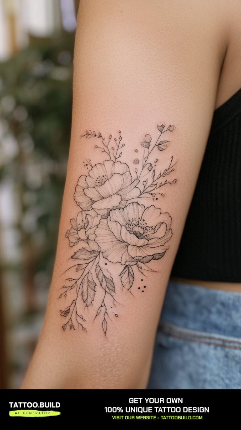 Beautiful Women’s Floral Upper Arm Tattoo Ideas - Tattoo Build