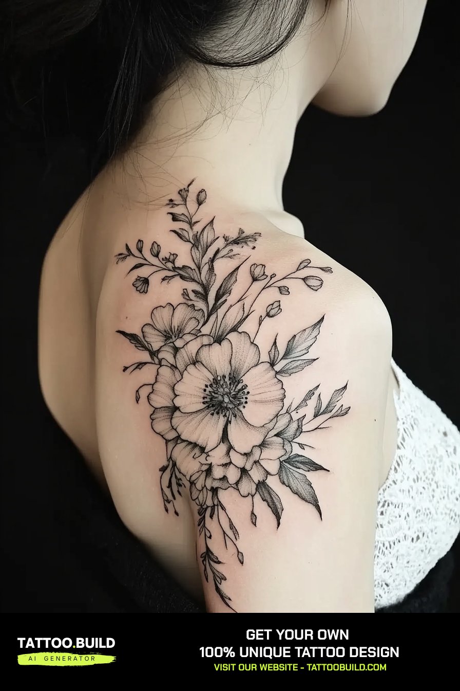 The Timeless Elegance of Floral Shoulder Tattoos for Women: 48 Stunning ...
