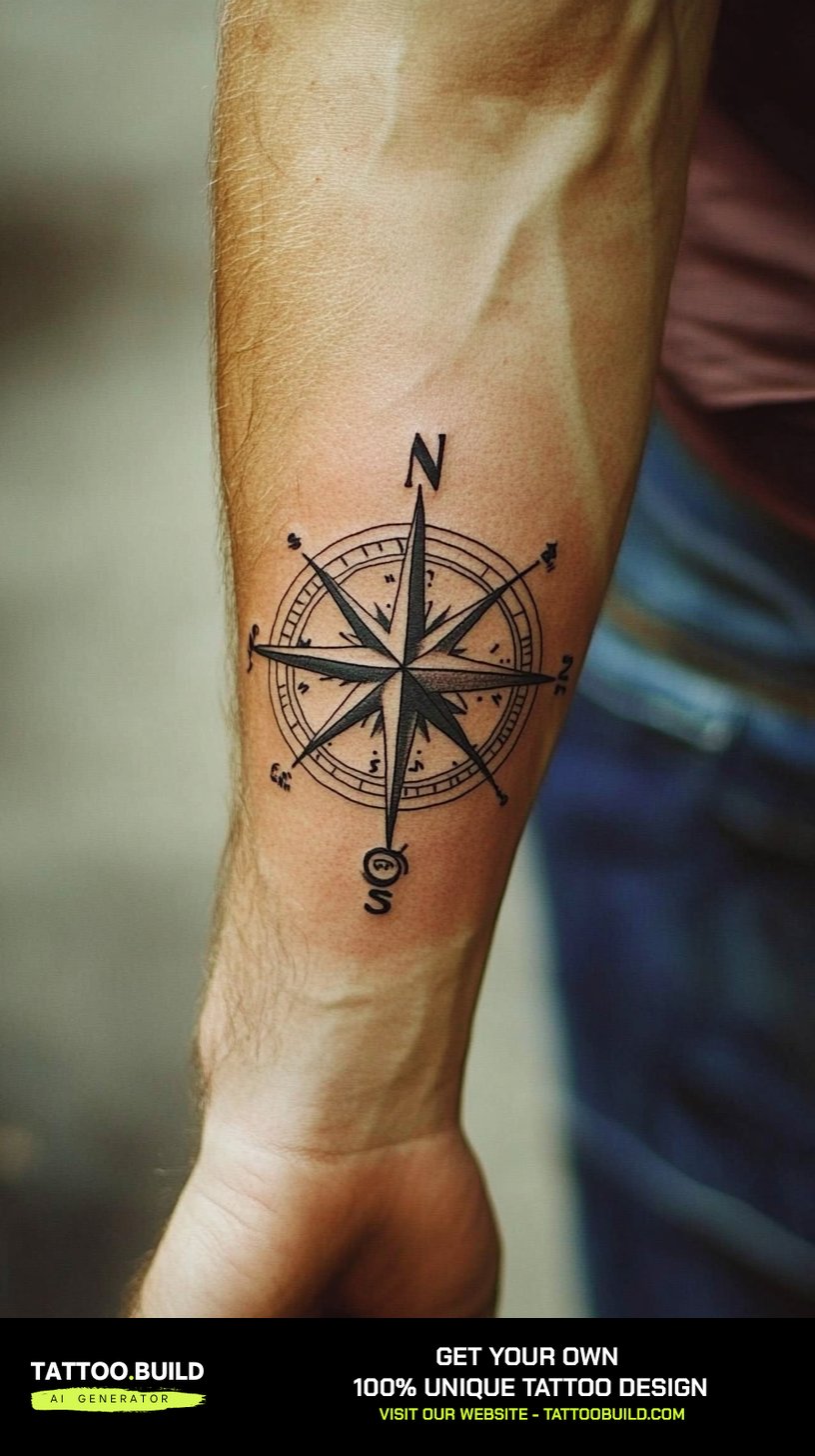 30+ Compass Forearm Tattoo for Guys - Tattoo Build